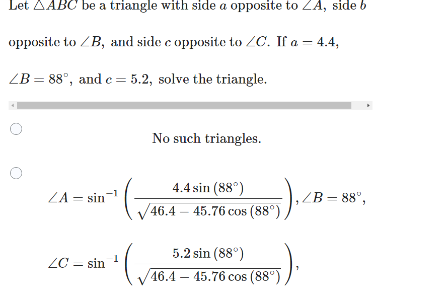 Solved Let ABC be a triangle with side a opposite to ∠A, | Chegg.com