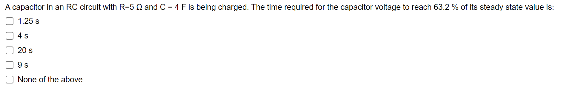 Solved A capacitor in an RC circuit with R=5 12 and C = 4 F | Chegg.com