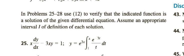 Solved Disc 43. In Problems 25–28 use (12) to verify that | Chegg.com