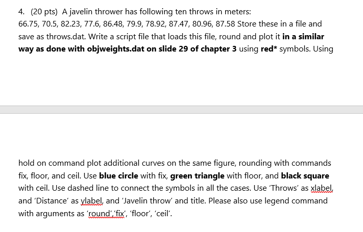 Solved 4. (20 pts) A javelin thrower has following ten | Chegg.com