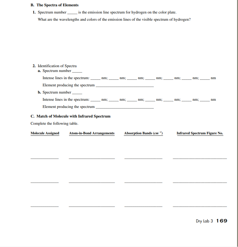 B. The Spectra of Elements 1. Spectrum number is the | Chegg.com