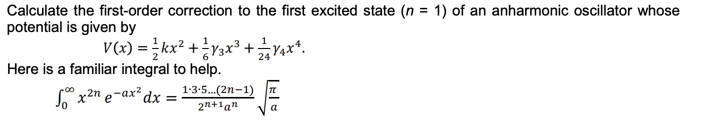 Solved Calculate The First Order Correction To The First