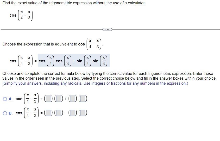 Solved Find the exact value of the trigonometric expression | Chegg.com