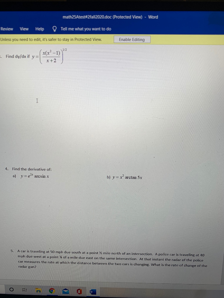Solved Math25atest 2fall2020 Doc Protected View Word