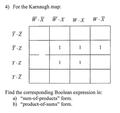 Solved 4) For the Karnaugh map: Find the corresponding | Chegg.com