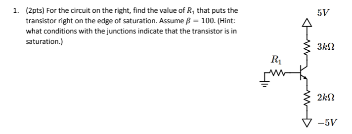 Solved (2pts) ﻿For the circuit on the right, find the value | Chegg.com
