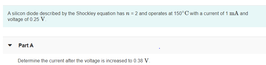 Solved A silicon diode described by the Shockley equation | Chegg.com