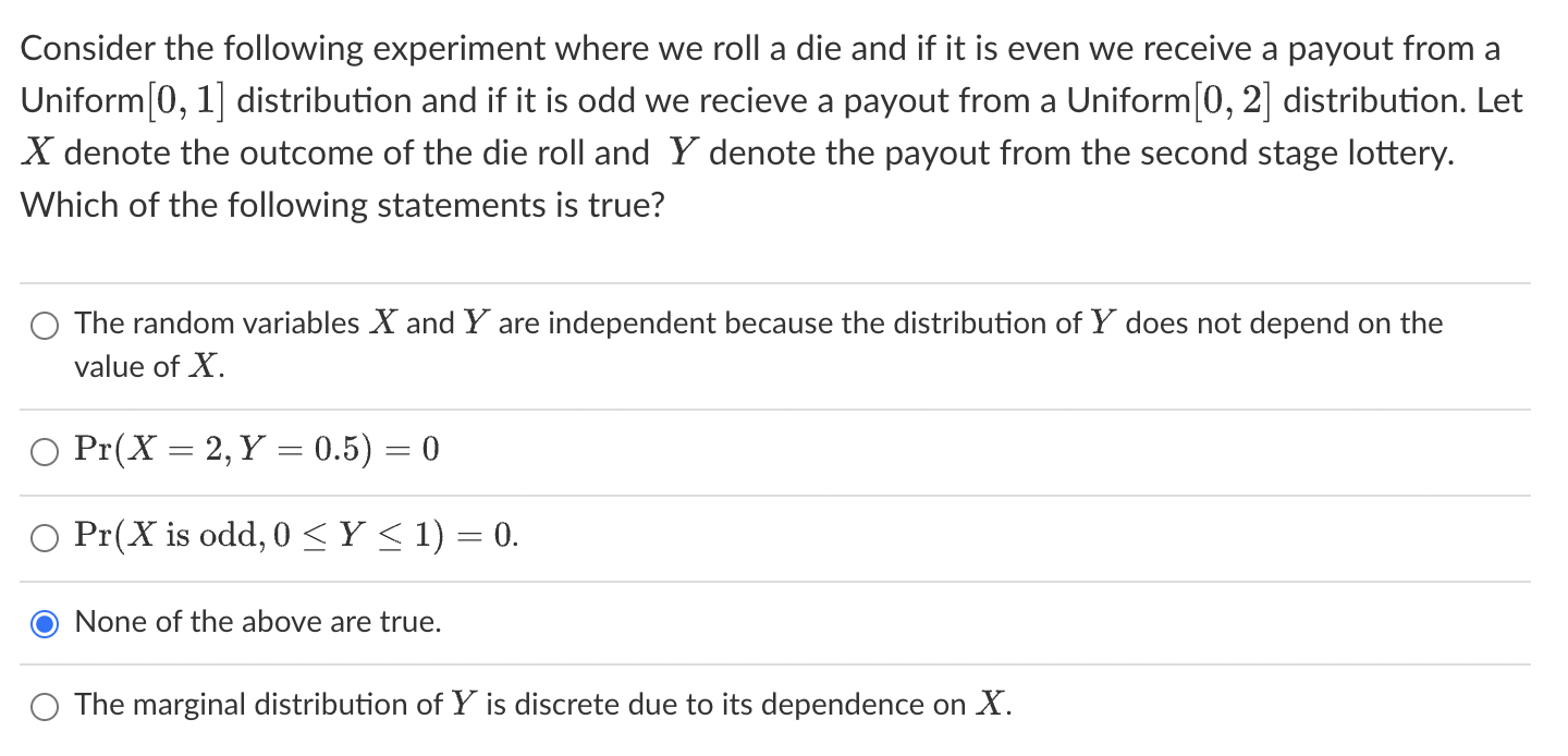Solved Consider the following experiment where we roll a die | Chegg.com