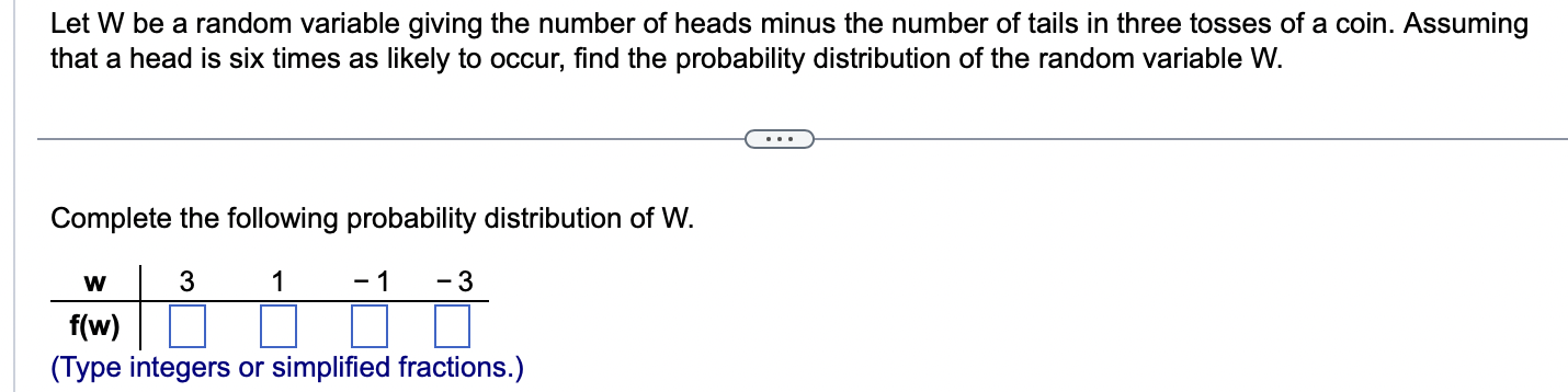 Solved Let W ﻿be a random variable giving the number of | Chegg.com