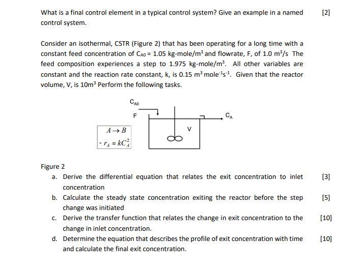 Solved [2] What is a final control element in a typical | Chegg.com