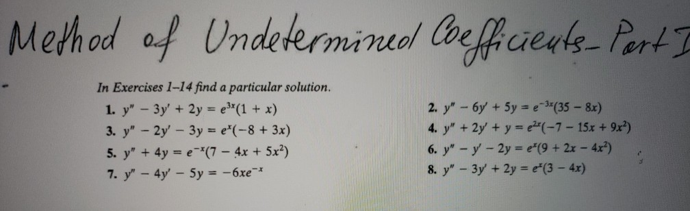 Solved In Exercises 1-14 find a particular solution. 1. | Chegg.com