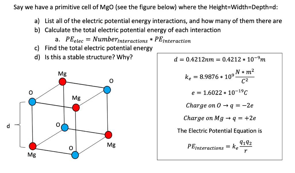 Solved Say we have a primitive cell of Mgo (see the figure | Chegg.com