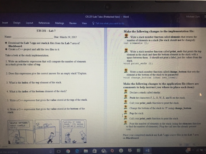 Solved CIS 251 Lab 7.doc (Protected View) Word Insert Design | Chegg.com
