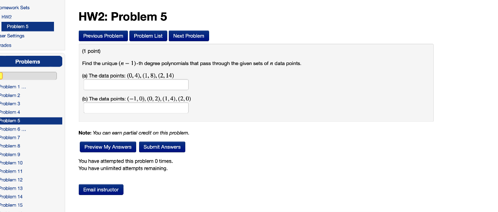 Solved Find the unique (𝑛−1)(n−1)-th degree polynomials | Chegg.com