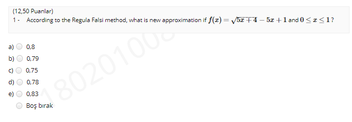 Solved (12,50 Puanlar) 1 - According to the Regula Falsi | Chegg.com