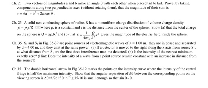 Solved Two vectors of magnitudes a and b make an angle theta | Chegg.com