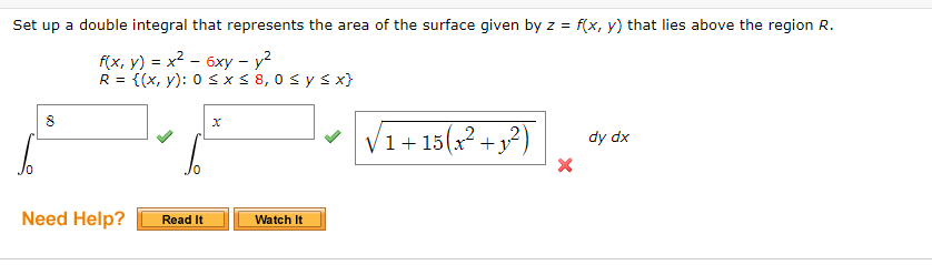 Set Up A Double Integral That Represents The Area Of