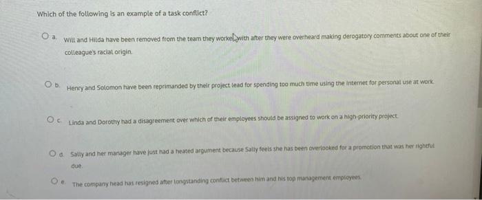 Solved Which of the following is an example of a task | Chegg.com