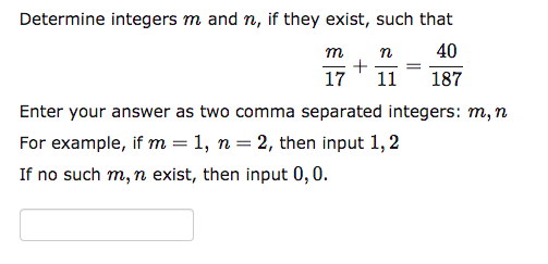 Solved m 17 11 Determine integers m and n, if they exist, | Chegg.com