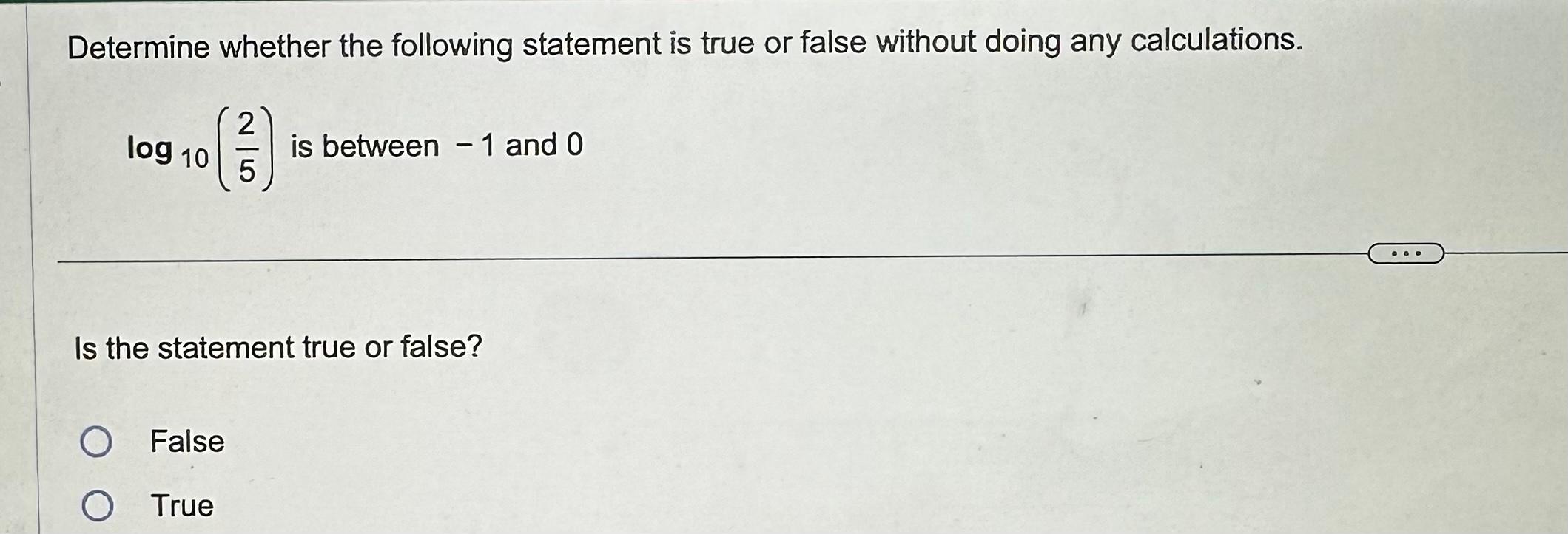 Solved Determine whether the following statement is true or | Chegg.com