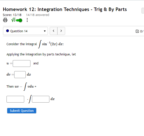 Solved Homework 12: Integration Techniques - Trig \& By | Chegg.com