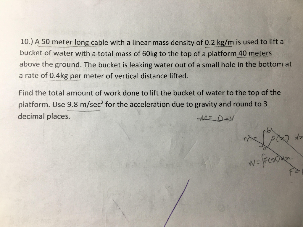 Solved 10.) A 50 meter long cable with a linear mass density | Chegg.com