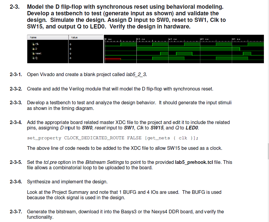Model the D flip-flop with synchronous reset using | Chegg.com