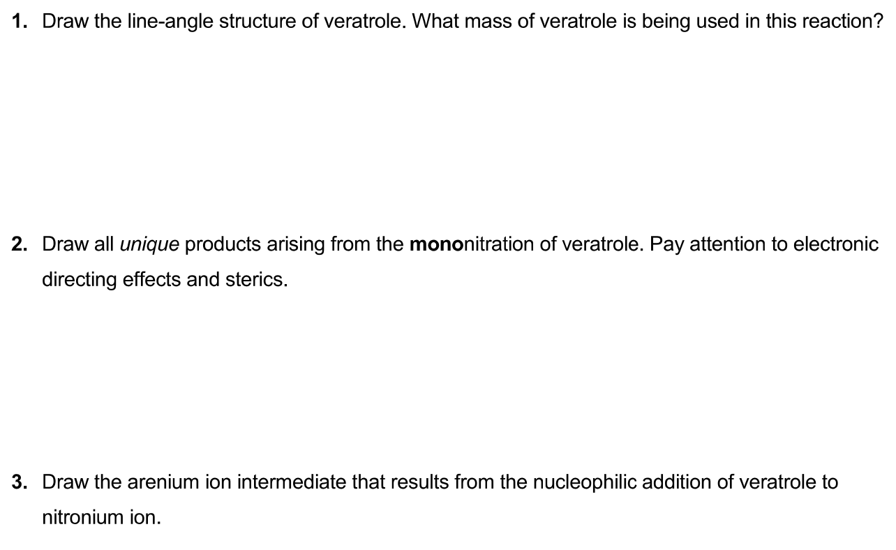 Solved Draw the line-angle structure of veratrole. What mass | Chegg.com