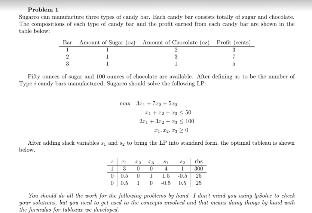 Solved Problem 1 Sugarco Can Manufacture Three Types Of Chegg