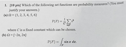 Solved 1. [10 pts] Which of the following set functions are | Chegg.com