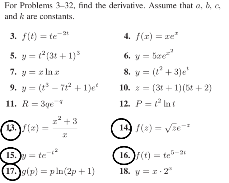 Solved For Problems 3–32, find the derivative. Assume that | Chegg.com