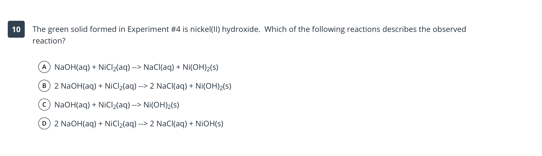 Solved Experiment 4: Perform a Double Displacement Reaction | Chegg.com