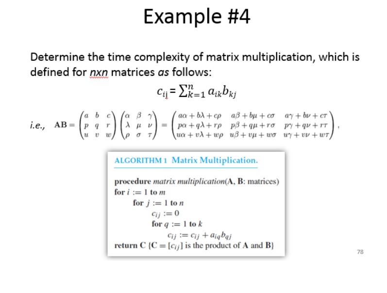 Solved Example 4 Determine The Time Complexity Of Matrix Chegg