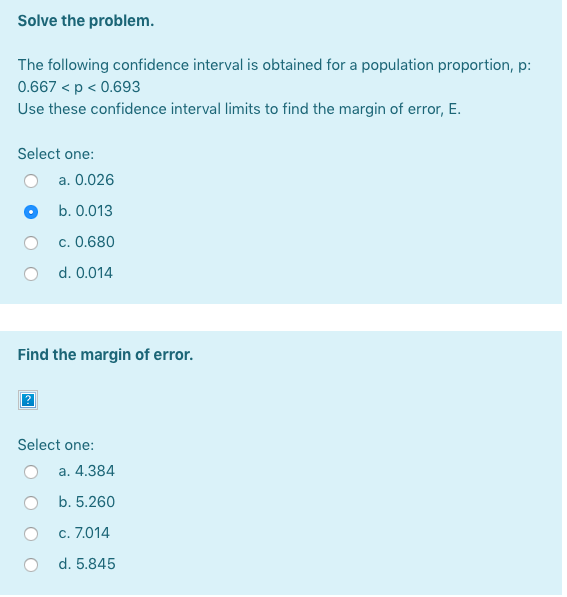 Solved Find the margin of error for the 95% confidence | Chegg.com