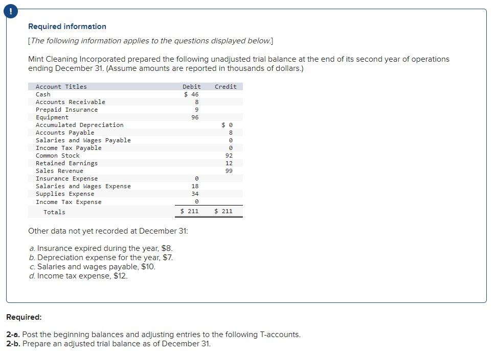Solved 2-a. Post the beginning balances and adjusting | Chegg.com
