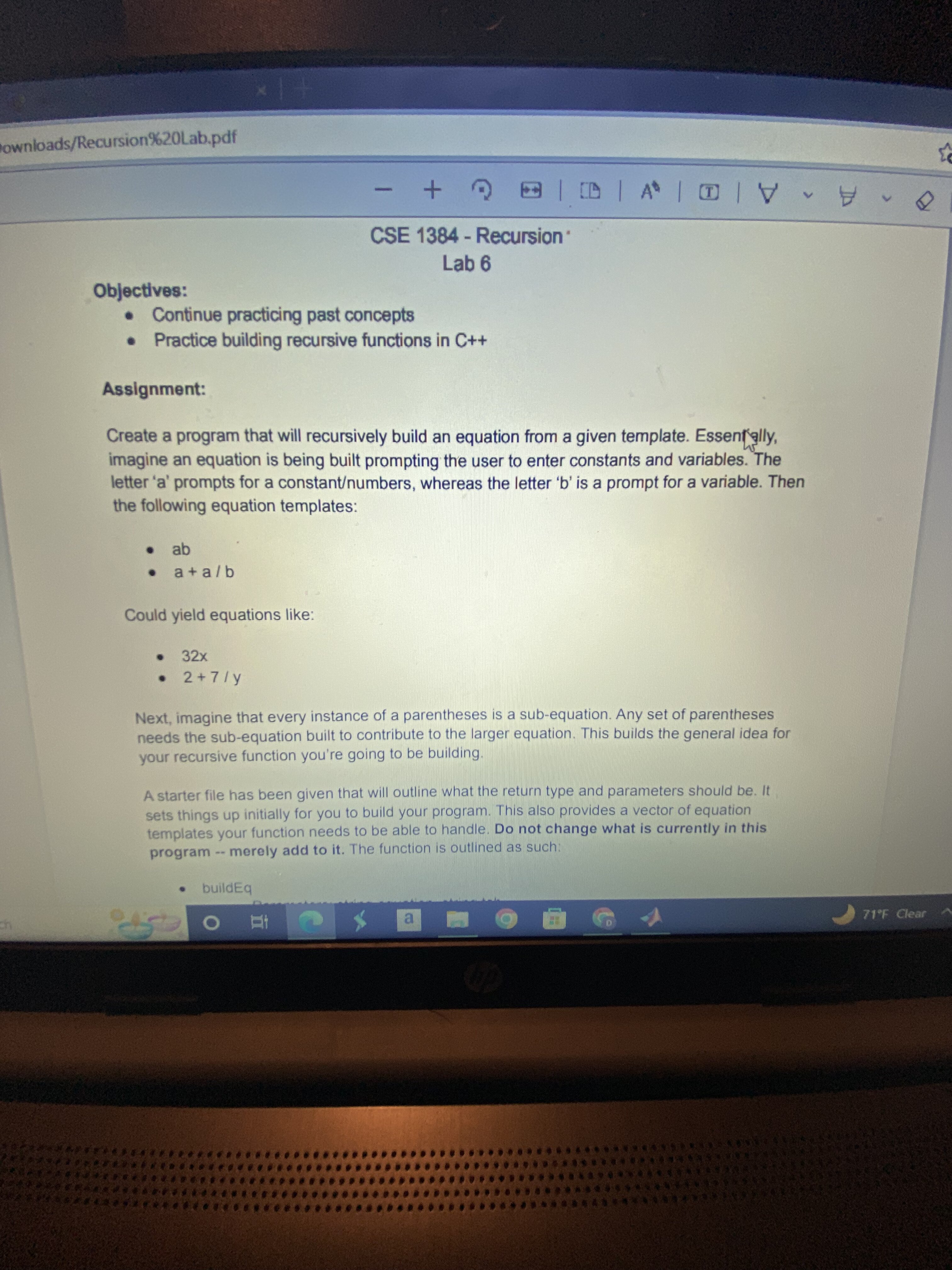 Solved Objectives: - Continue practicing past concepts - | Chegg.com