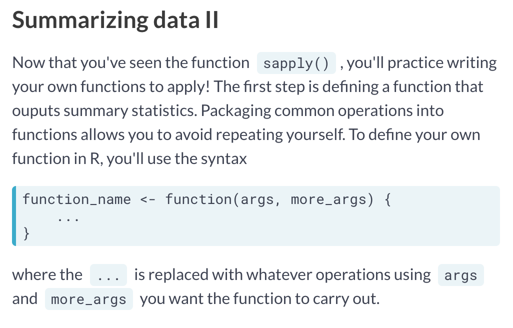 Solved Summarizing data 11 Now that you've seen the function | Chegg.com