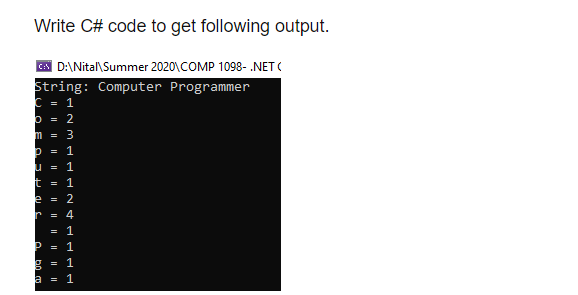Solved Write C# code to get following output. b = m p u C DA | Chegg.com