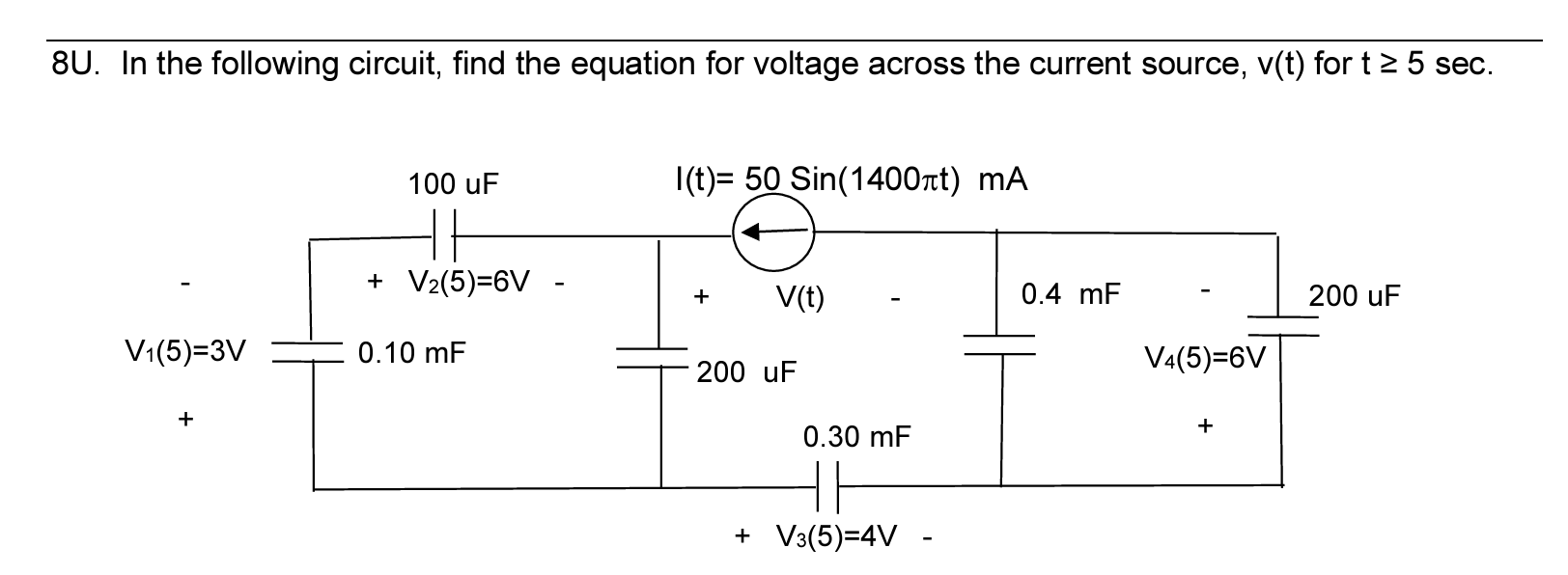 Solved by an EXPERT 8 U . In ﻿the following circuit, find the equation | Chegg.com