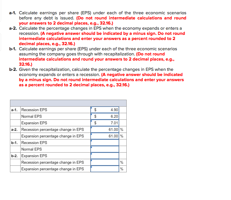 a-1. Calculate earnings per share (EPS) under each of | Chegg.com