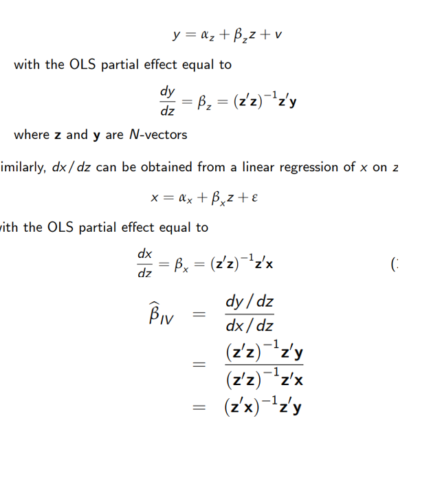 y=αz+βzz+v with the OLS partial effect equal to | Chegg.com