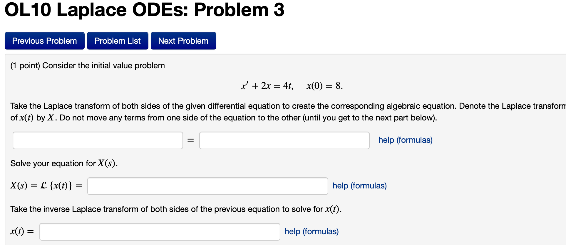 Solved Ol10 Laplace Odes Problem 3 1 Point Consider The 