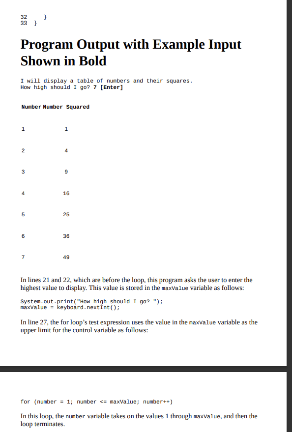 Solved 32 } 33 } Program Output with Example Input Shown in | Chegg.com