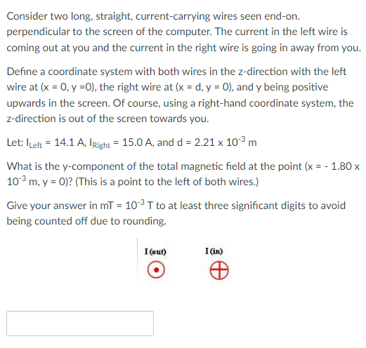 Solved Consider two long, straight, current-carrying wires | Chegg.com