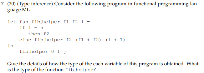 Solved 7. (20) (Type inference) Consider the following | Chegg.com