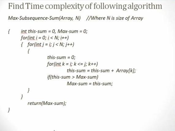 Solved Find Time complexity of following algorithm | Chegg.com