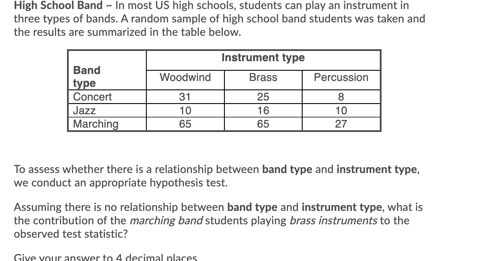 Solved High School Band - In most US high schools, students | Chegg.com