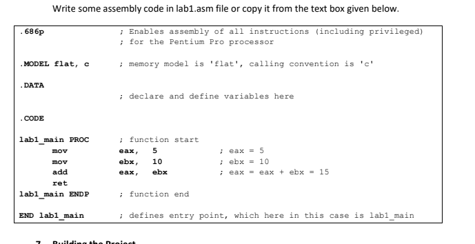 Solved Write some assembly code in lab1.asm file or copy it | Chegg.com