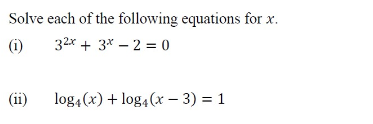 Solved Solve each of the following equations for x. (i) 32x | Chegg.com