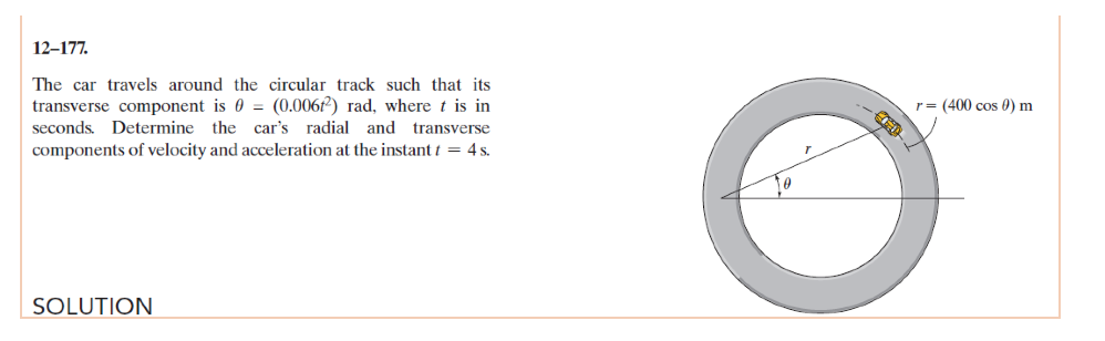 Solved 12-177. r= (400 cos ) m The car travels around the | Chegg.com